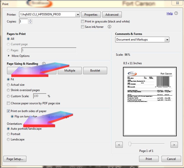 Printer Settings - Fort Carson - iSportsman